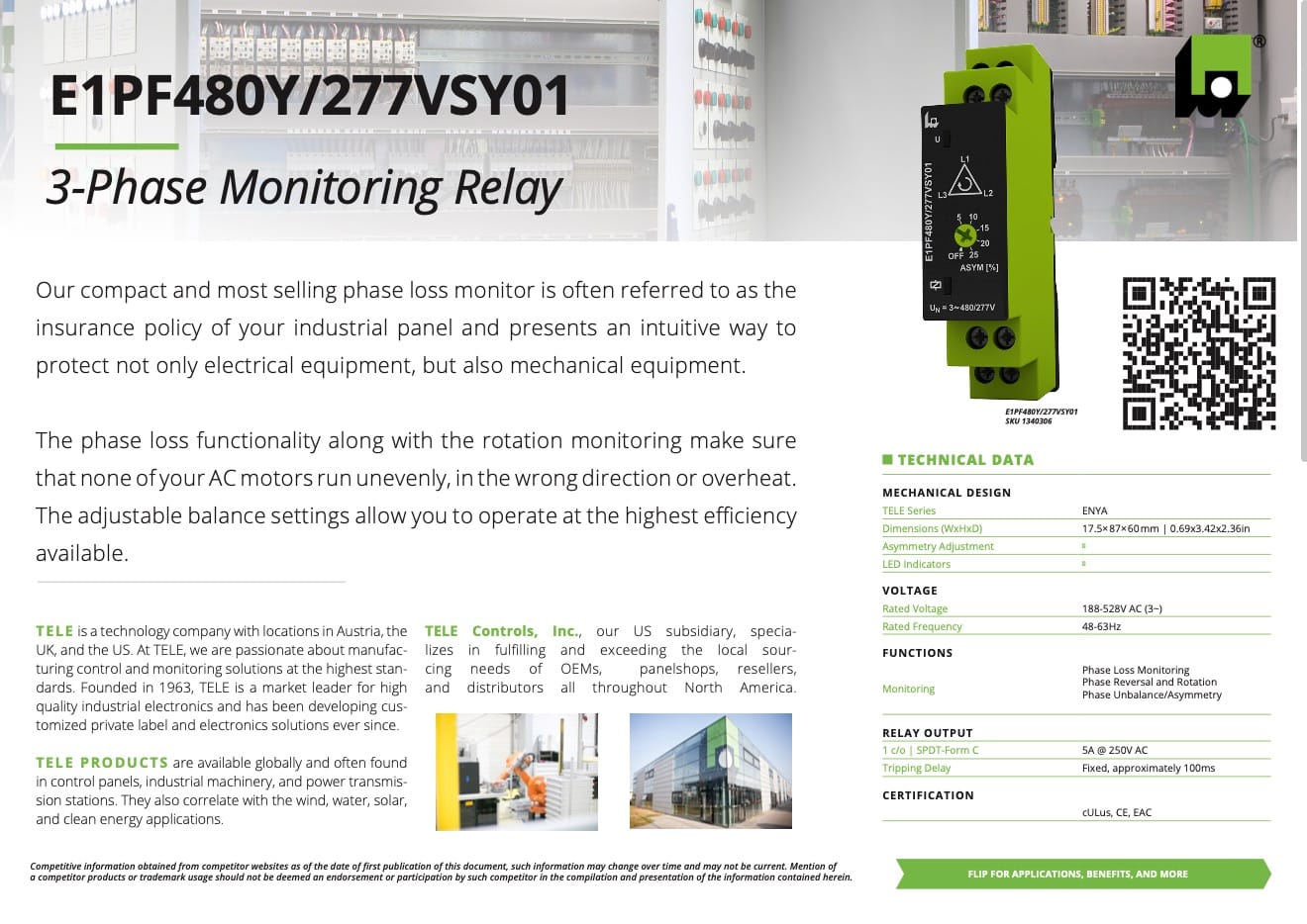 E1PF480Y/277VS01 - Phase loss Monitor Relais - Tele Haase